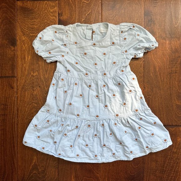 Zara | Dresses | 34y Zara Light Blue Embroidered Daisy Dress | Poshmark